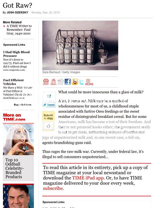 TIME magazine story gives raw milk a fair shake says WAPF’s Kimberly ...